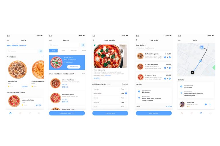 Food & Cuisine Delivery & Pizza Restaurant Mobile App Ui Kit Template